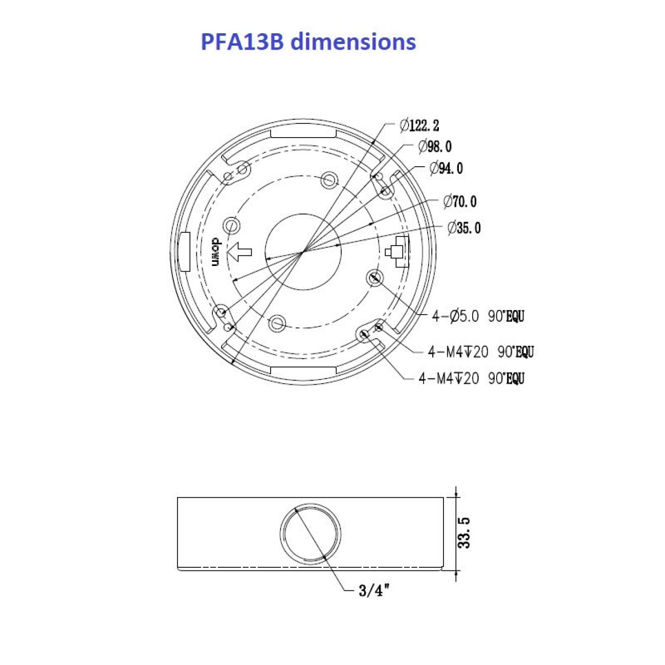 VideovalveDahua kaamerate paigaldusalus / ühendusbox / 4 augurida PFA13B